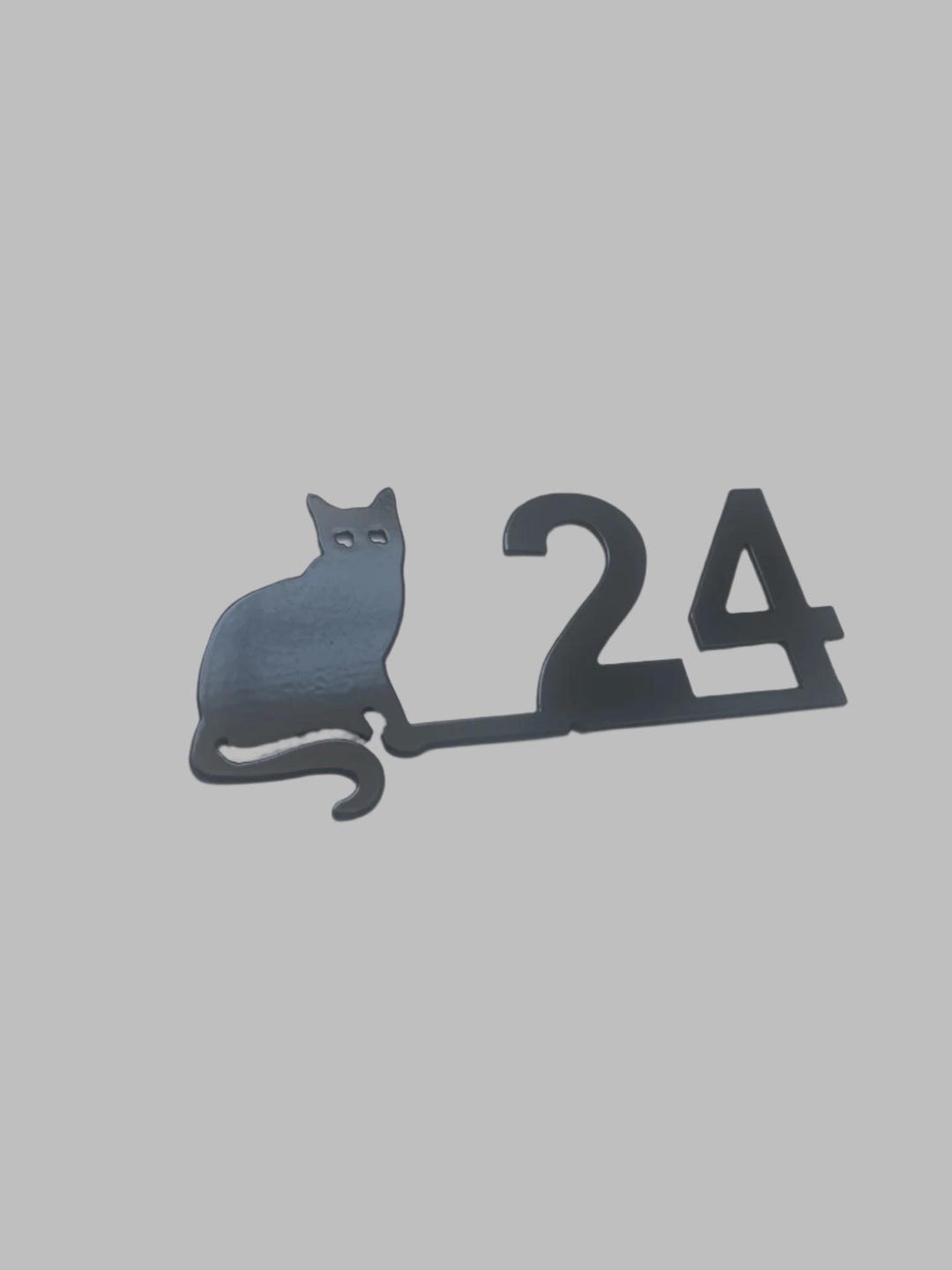Metal House Number Plate With Decorative Silhouette - Cat, Horse Etc ...