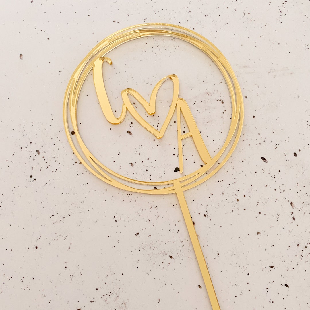 Wedding Cake Topper in Circle Design With Initials - Etsy