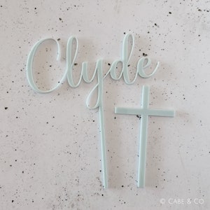 Christening Cake Topper - Name Cake Topper With Separate Cross Cake ...