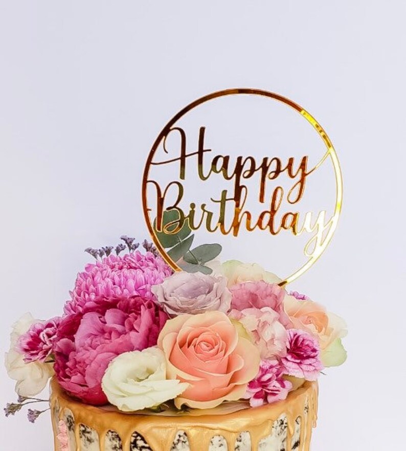Happy Birthday Cake Topper Circle Topper for Birthday Party | Etsy