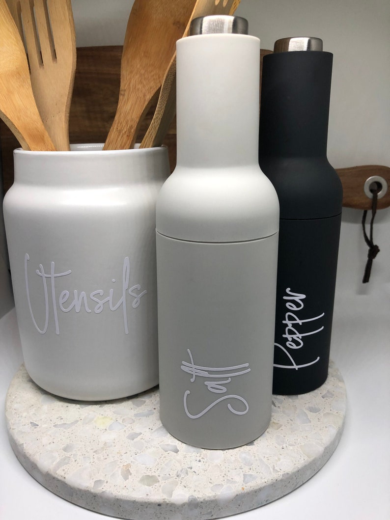 Salt & Pepper Label Set for Salt Shaker // Personalised Decal - Etsy ...