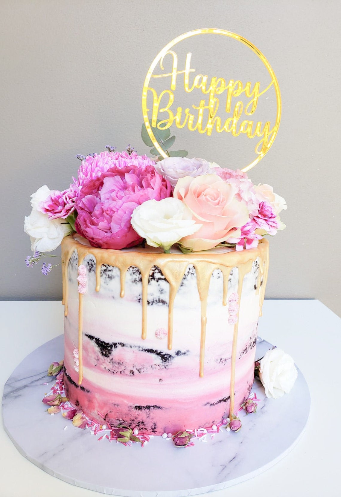 Happy Birthday Cake Topper Circle Topper for Birthday Party | Etsy