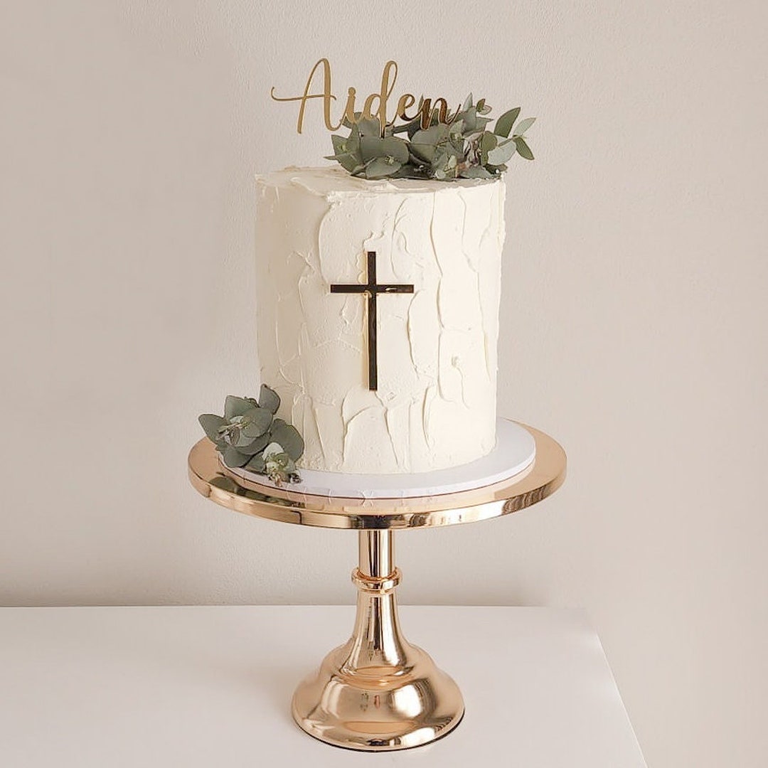 Christening Cake Topper - Name Cake Topper With Separate Cross Cake ...