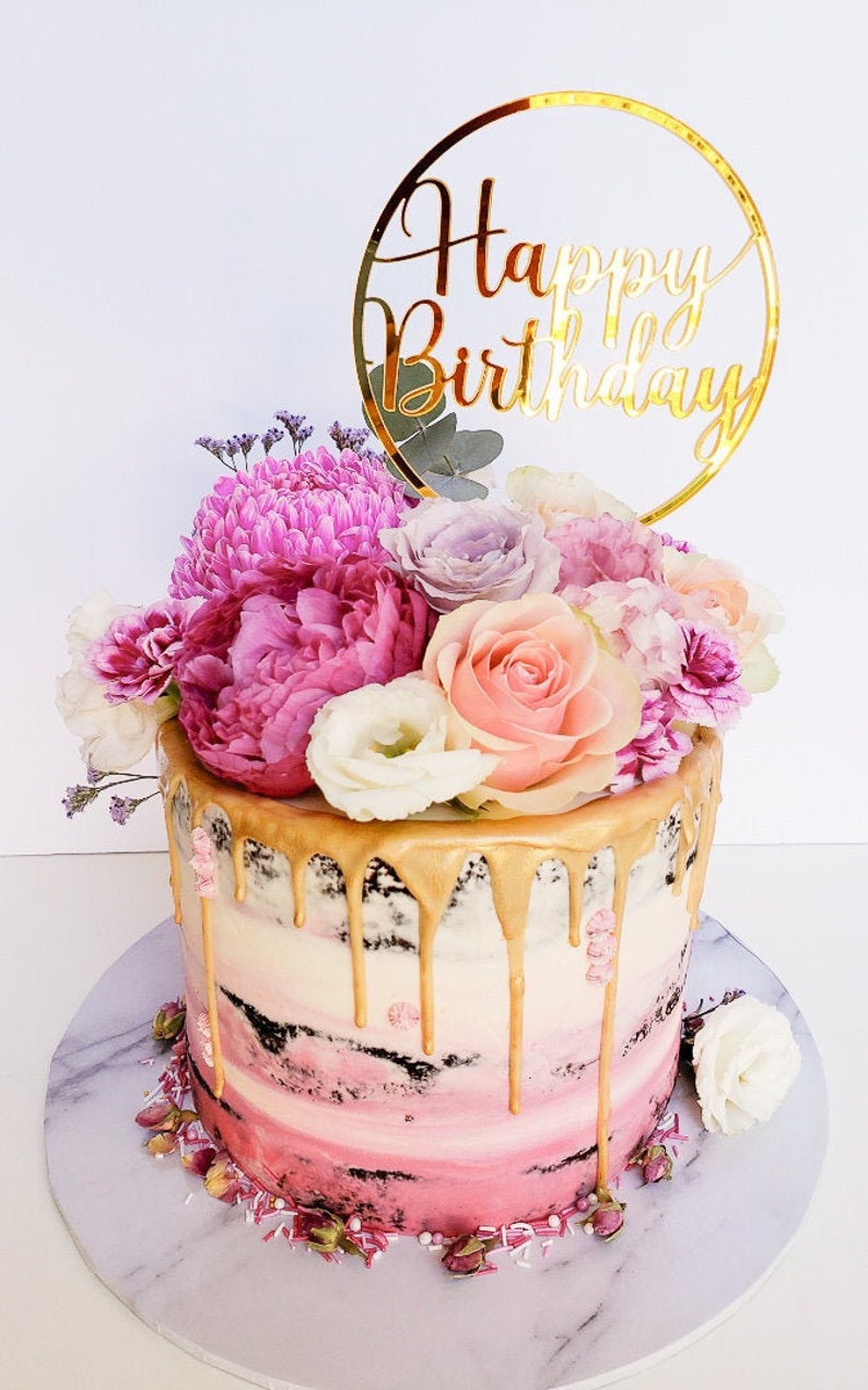 Happy Birthday Cake Topper Circle Topper for Birthday Party | Etsy