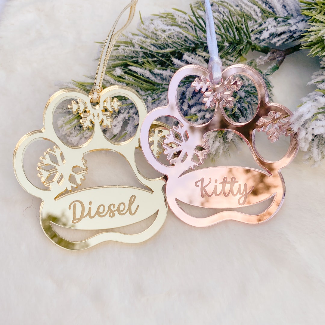Pet Bauble Keepsake | Dog Paw Print | Custom Ornament for Tree | Dog ...