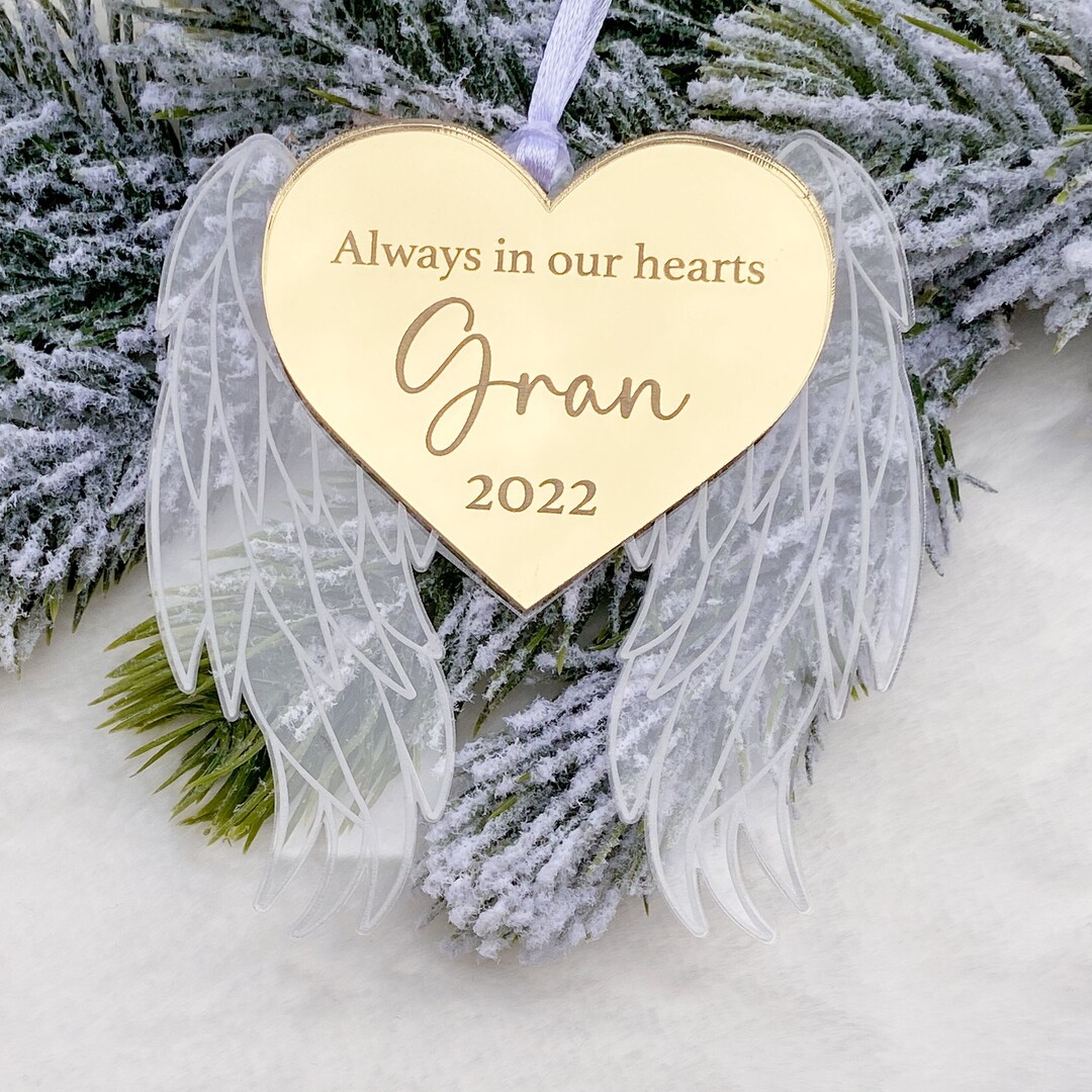 Personalised Angel Wing Memorial Christmas Ornament Custom Bauble for ...