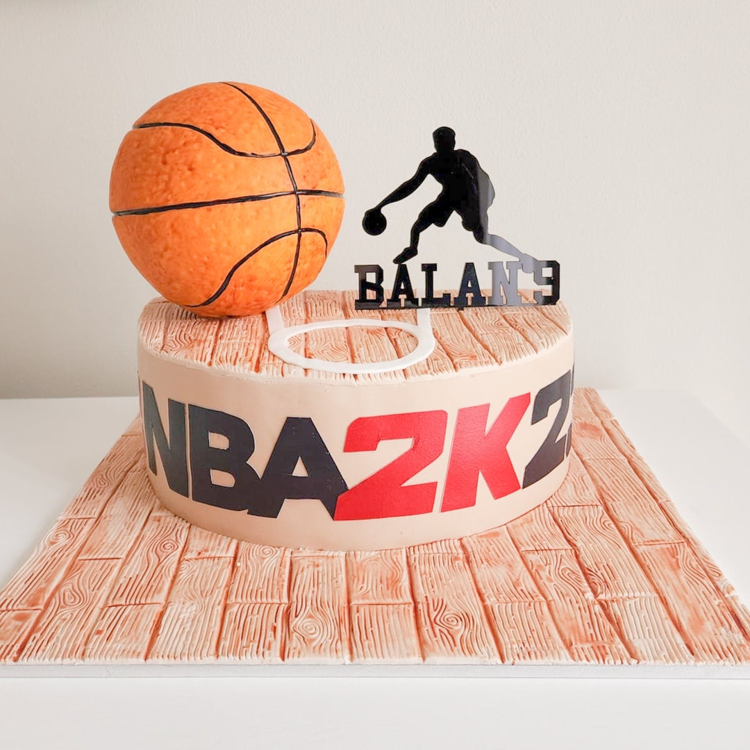 Custom Basketball Cake Topper With Name & Age - Personalised Sport Cake ...