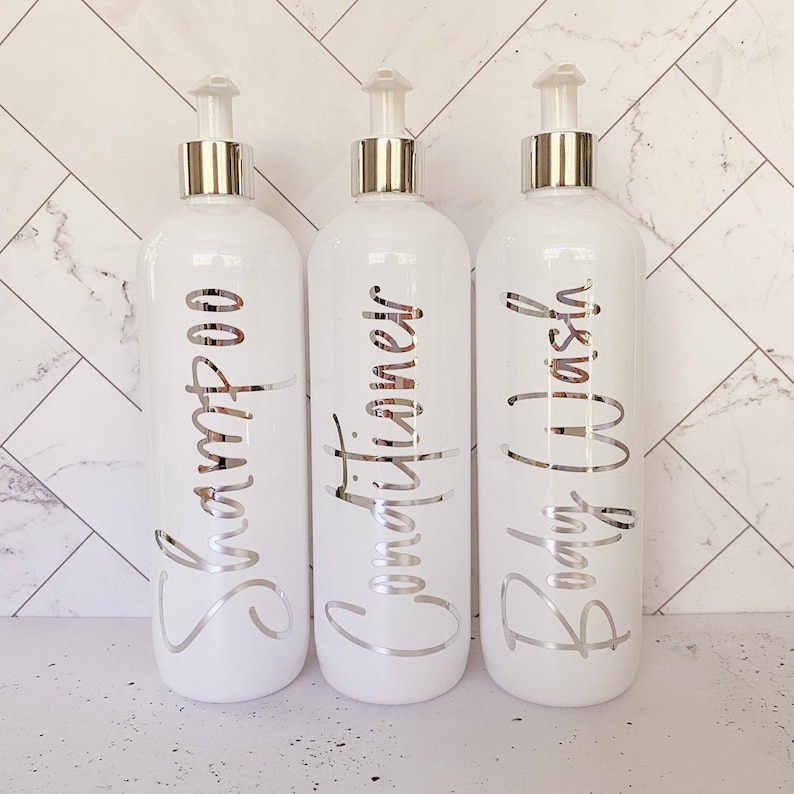 Polished Silver Bathroom Bottle Set 1 Litre 500ml or 250ml - Etsy Australia
