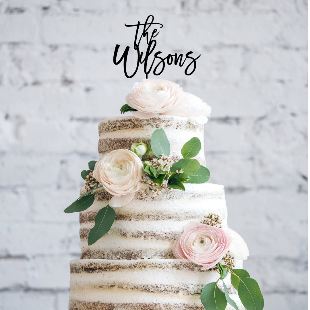 Personalised Wedding Cake Topper - Custom Surname Cake Decoration for ...