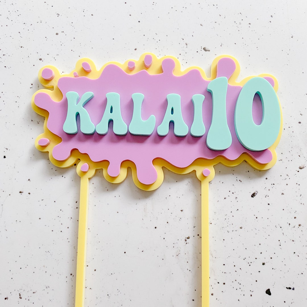 Personalised Slime Party Cake Topper - Triple Layered Acrylic Design - Etsy