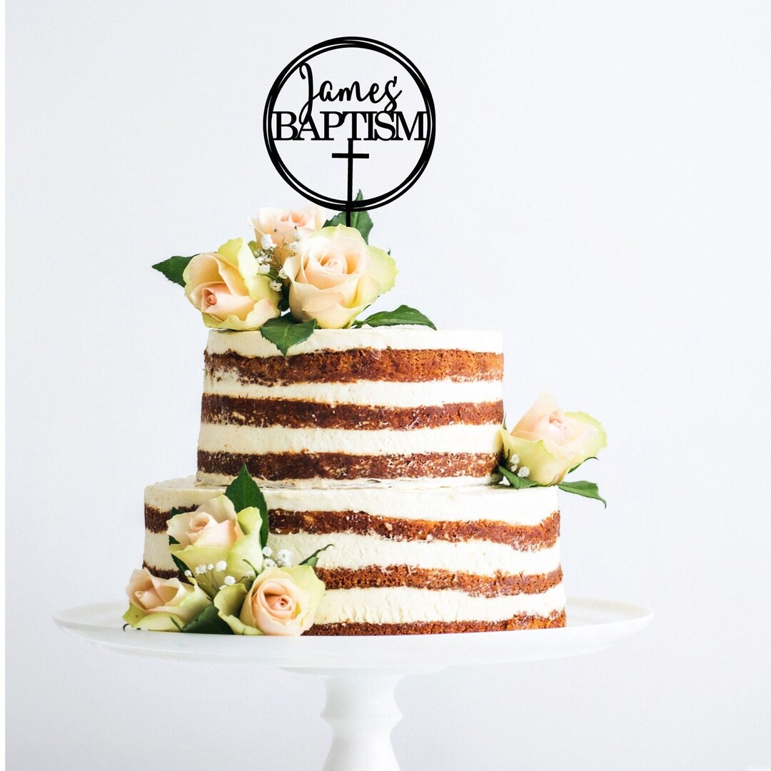Personalised Religious Cross Cake Topper - Customised Name Cake Topper ...