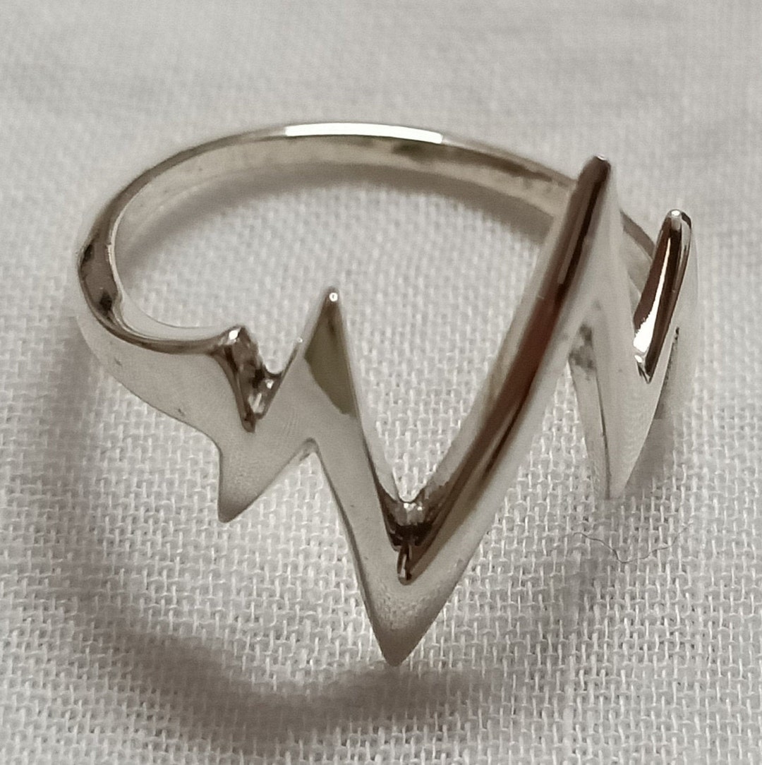 Heartbeat Ring, Pulse Ring, 925 Sterling Silver Heartbeat Ring, Simple ...