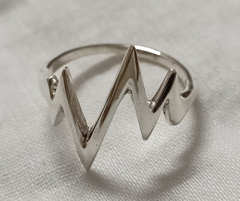 Heartbeat Ring, Pulse Ring, 925 Sterling Silver Heartbeat Ring, Simple ...