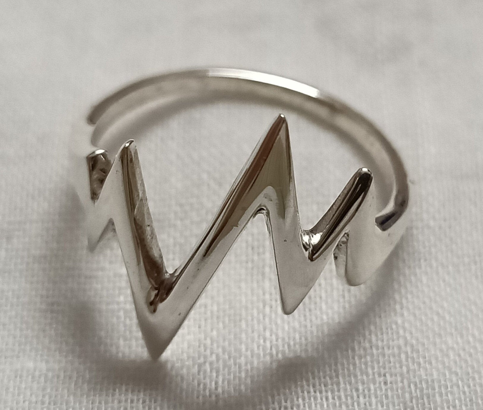 Heartbeat Ring, Pulse Ring, 925 Sterling Silver Heartbeat Ring, Simple ...