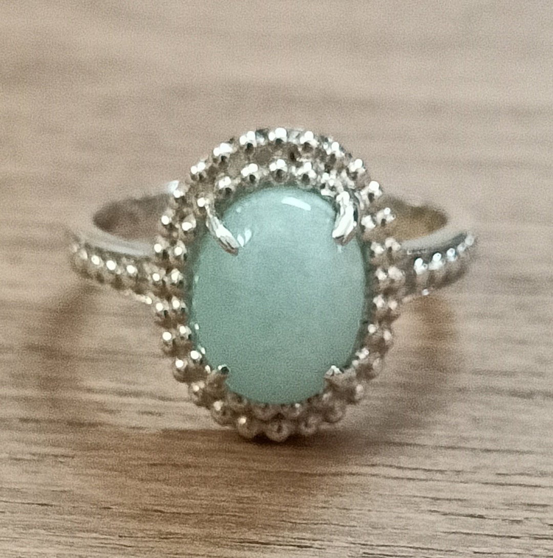 Amazonite Ring. Natural Amazonite Stone Oval Faceted + 925 Sterling ...