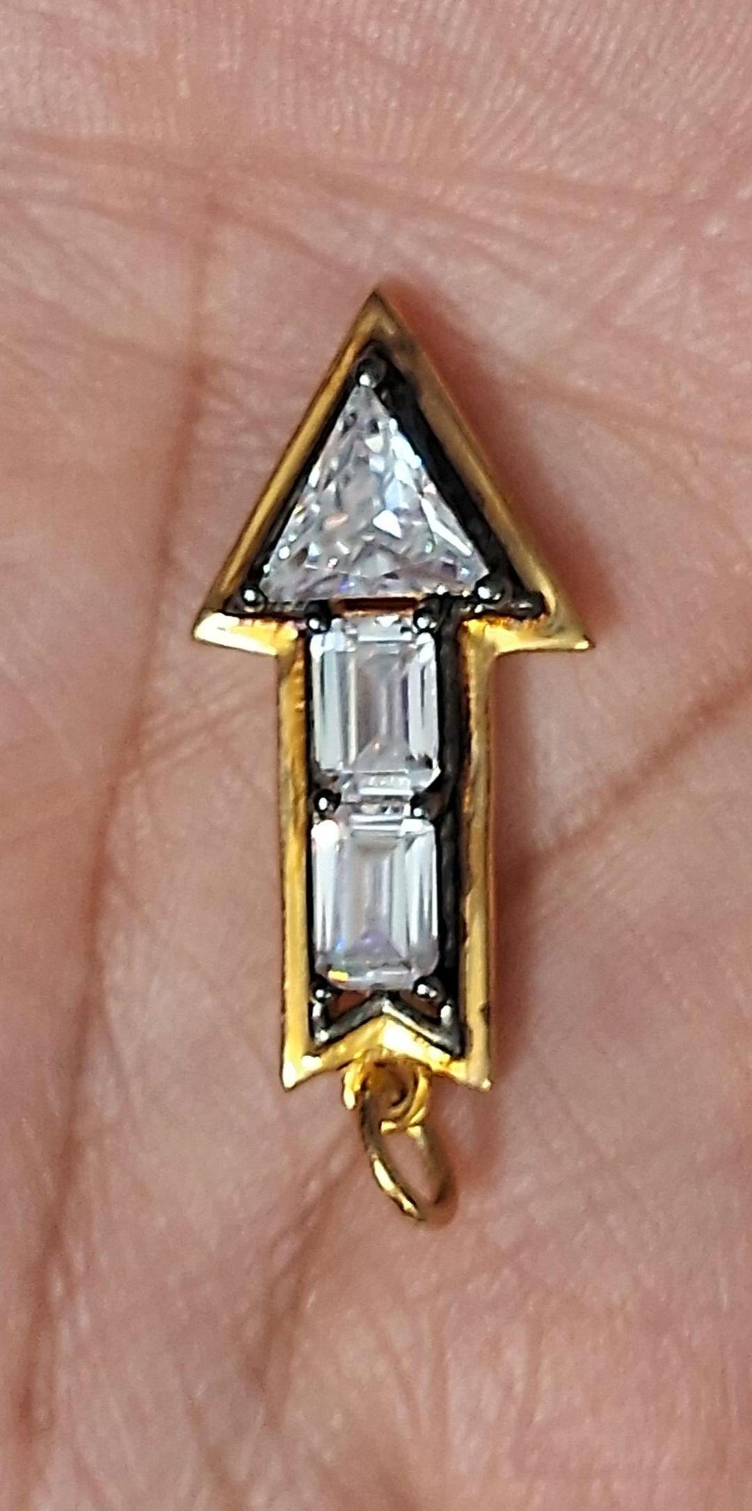 Arrow Direction Triangle and Octagon Cut Moissanite Blackened Gold ...