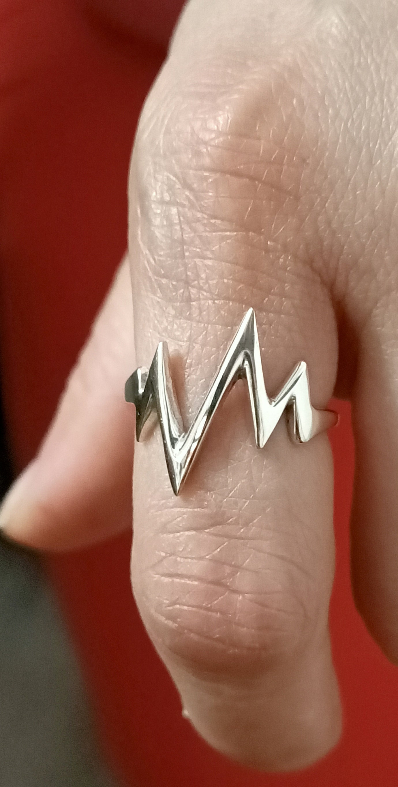 Heartbeat Ring, Pulse Ring, 925 Sterling Silver Heartbeat Ring, Simple ...