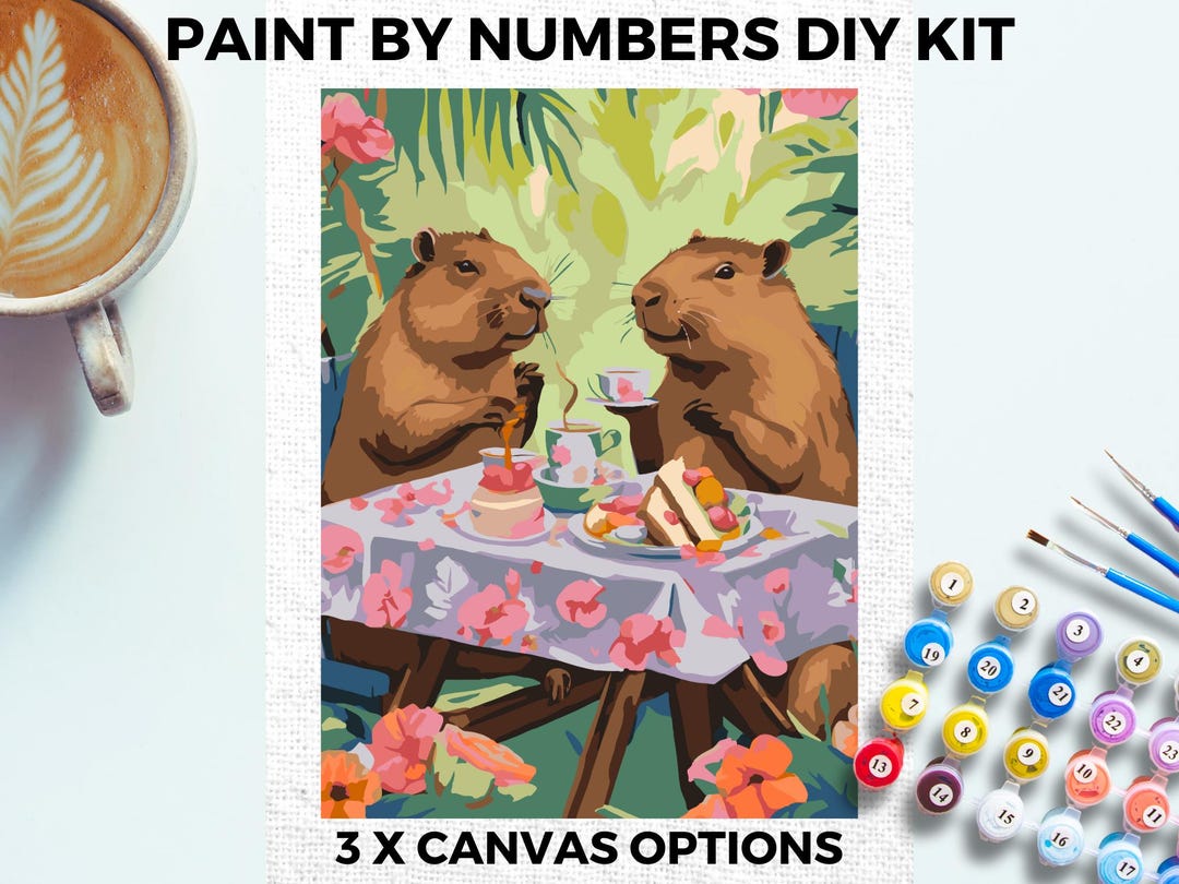 Capybara PAINT by NUMBERS Kit Adults Minimalistic Chic DIY Painting ...
