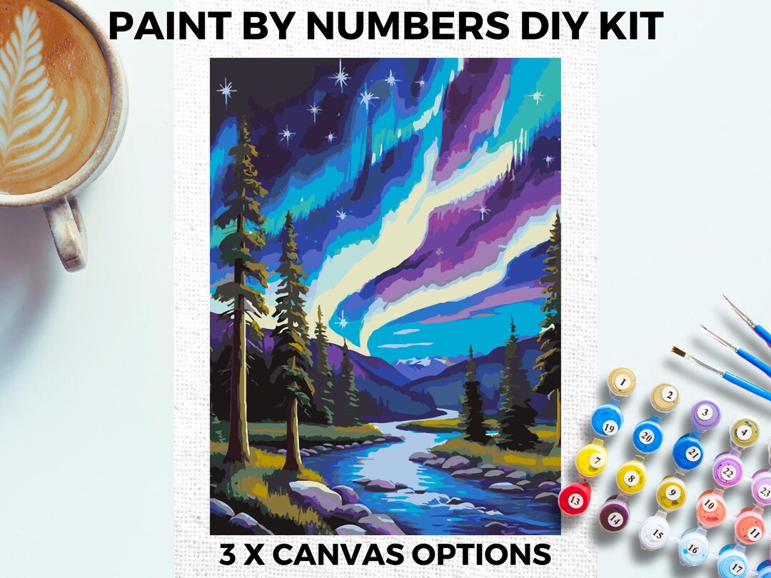 Northern Lights PAINT by NUMBERS Kit Adults Minimalistic Chic DIY ...