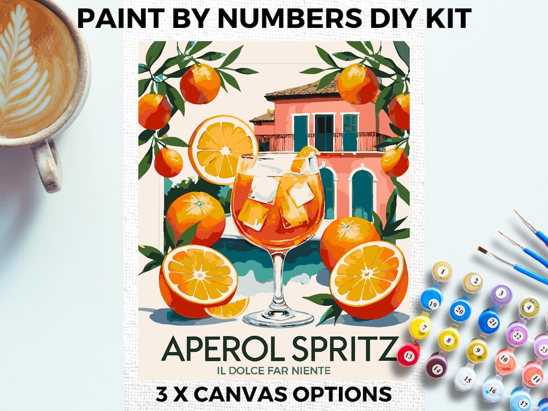 Aperol Cocktail PAINT by NUMBERS Kit Adults Minimalistic Chic DIY ...