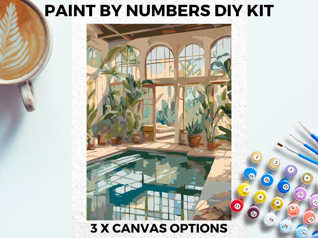 Travel Swimming Pool PAINT by NUMBERS Kit Adults Minimalistic Chic DIY ...