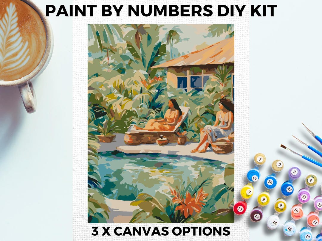 Travel Pool PAINT by NUMBERS Kit Adults Minimalistic Chic DIY Painting ...