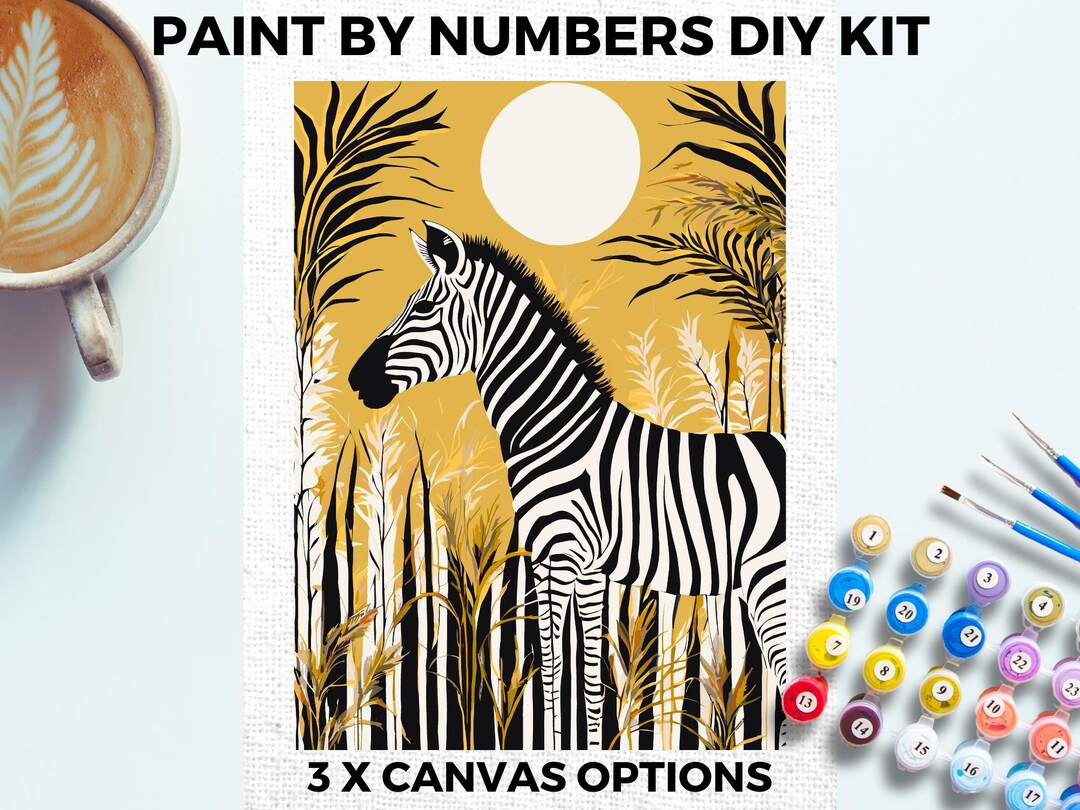 Zebra PAINT by NUMBERS Kit for Adults Minimalistic Chic Painting Easy ...
