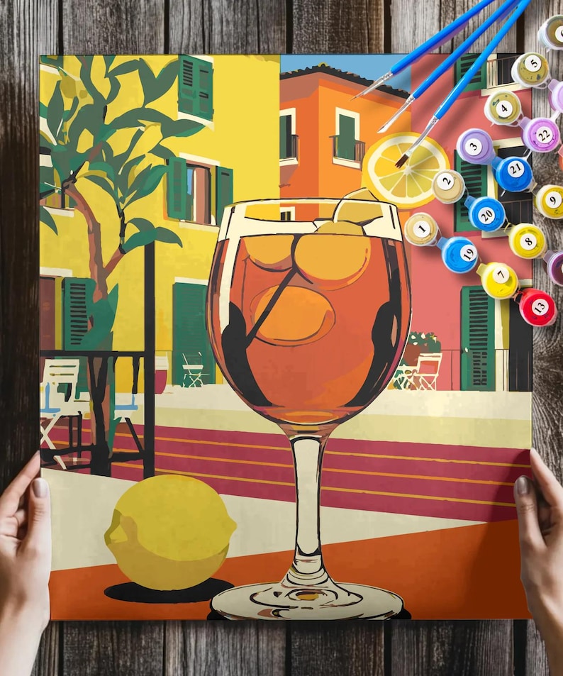 Retro Aperol Cocktail PAINT by NUMBERS Kit Adults Minimalistic Chic DIY ...