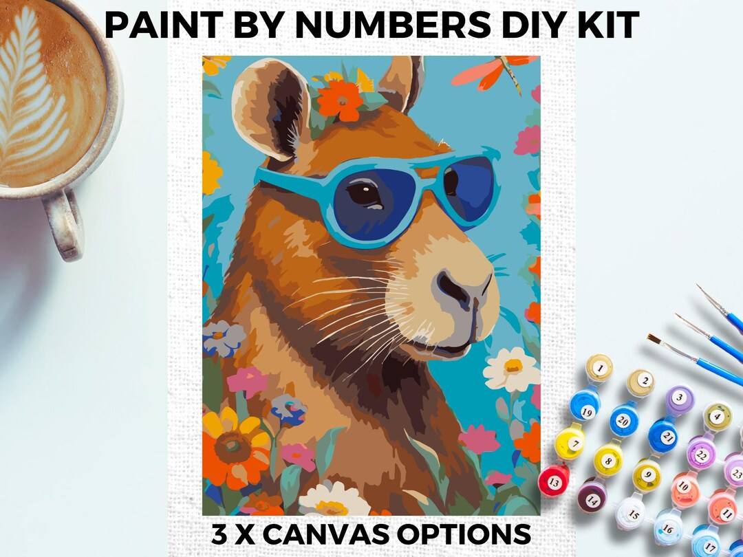 Capybara PAINT by NUMBERS Kit Adults Minimalistic Chic DIY Painting ...