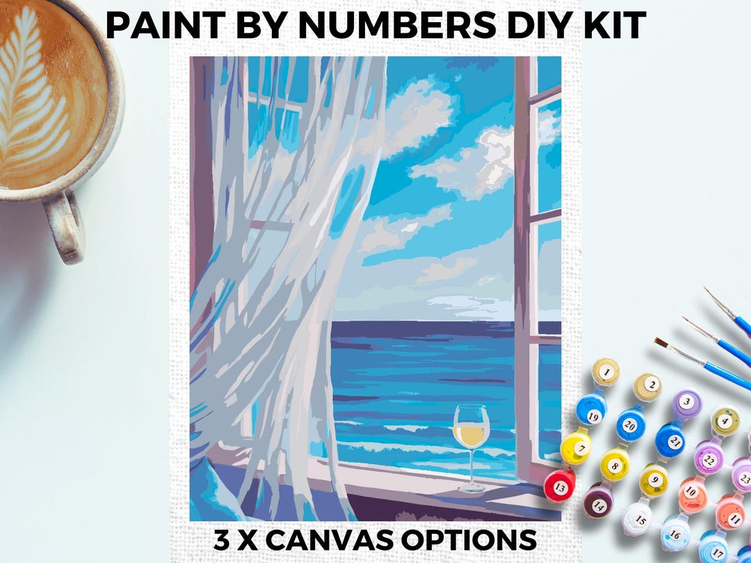 Ocean Landscape PAINT by NUMBERS Kit Adults Minimalistic Chic DIY ...