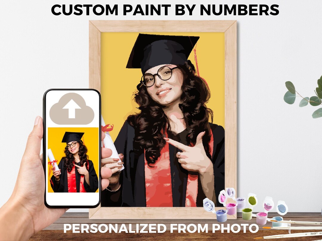 Graduation PAINT by NUMBERS Kit Adults Minimalistic Chic DIY Custom ...