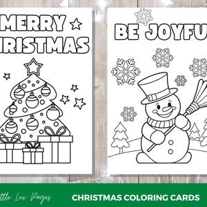 Printable Coloring Christmas Cards | Set of 6 Bold and Simple Printable ...