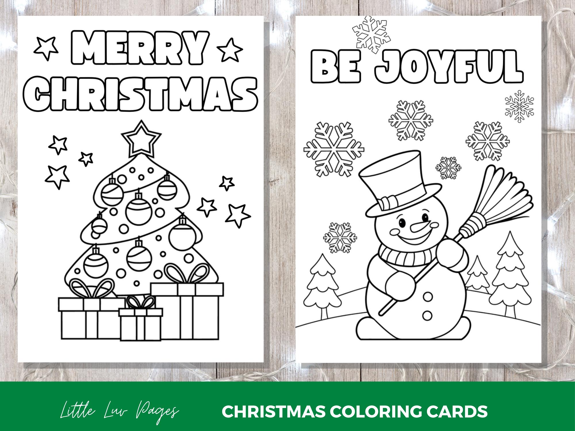 Printable Coloring Christmas Cards | Set of 6 Bold and Simple Printable ...