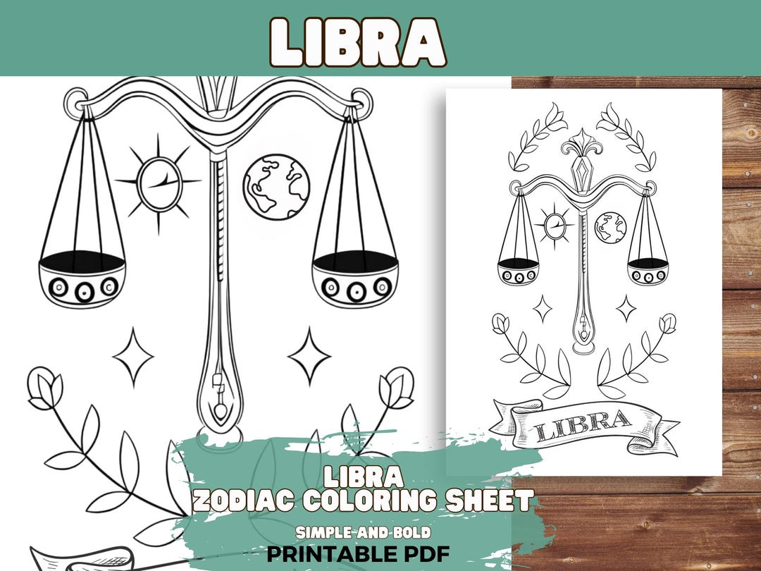 Libra COLORING PAGE Printable Zodiac Signs Coloring Pages Coloring ...