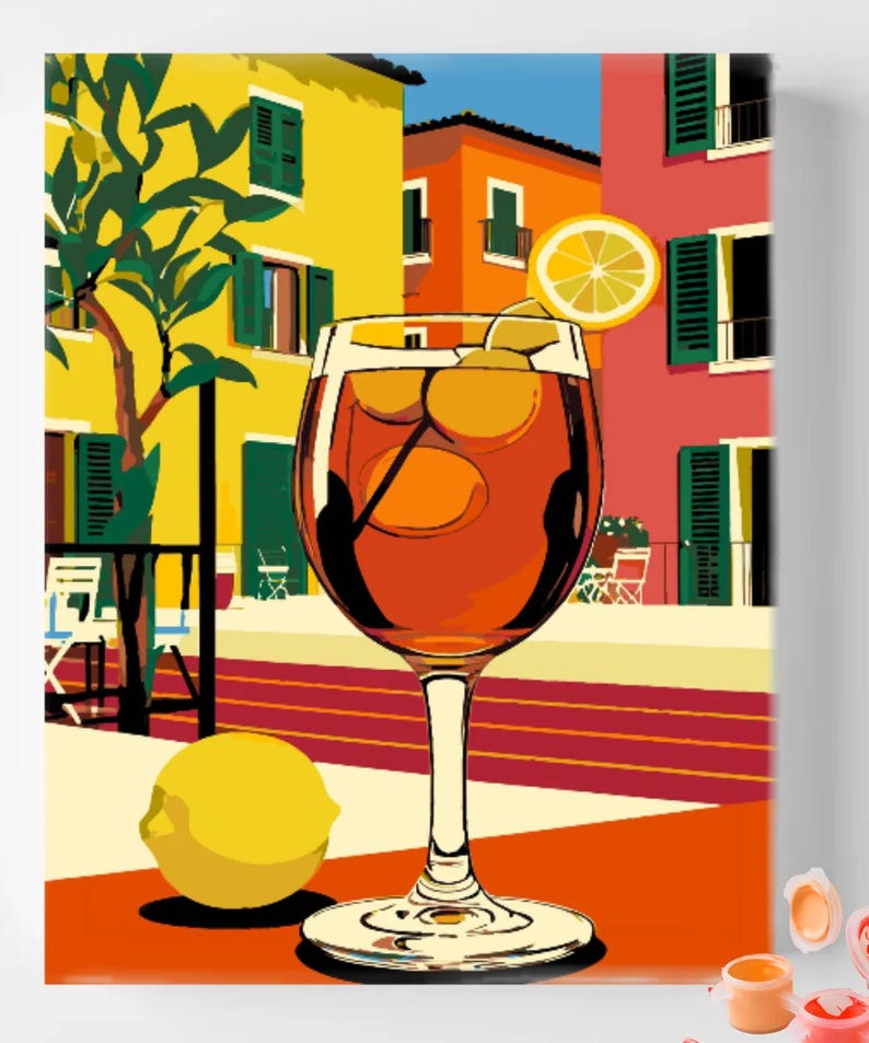 Retro Aperol Cocktail PAINT by NUMBERS Kit Adults Minimalistic Chic DIY ...