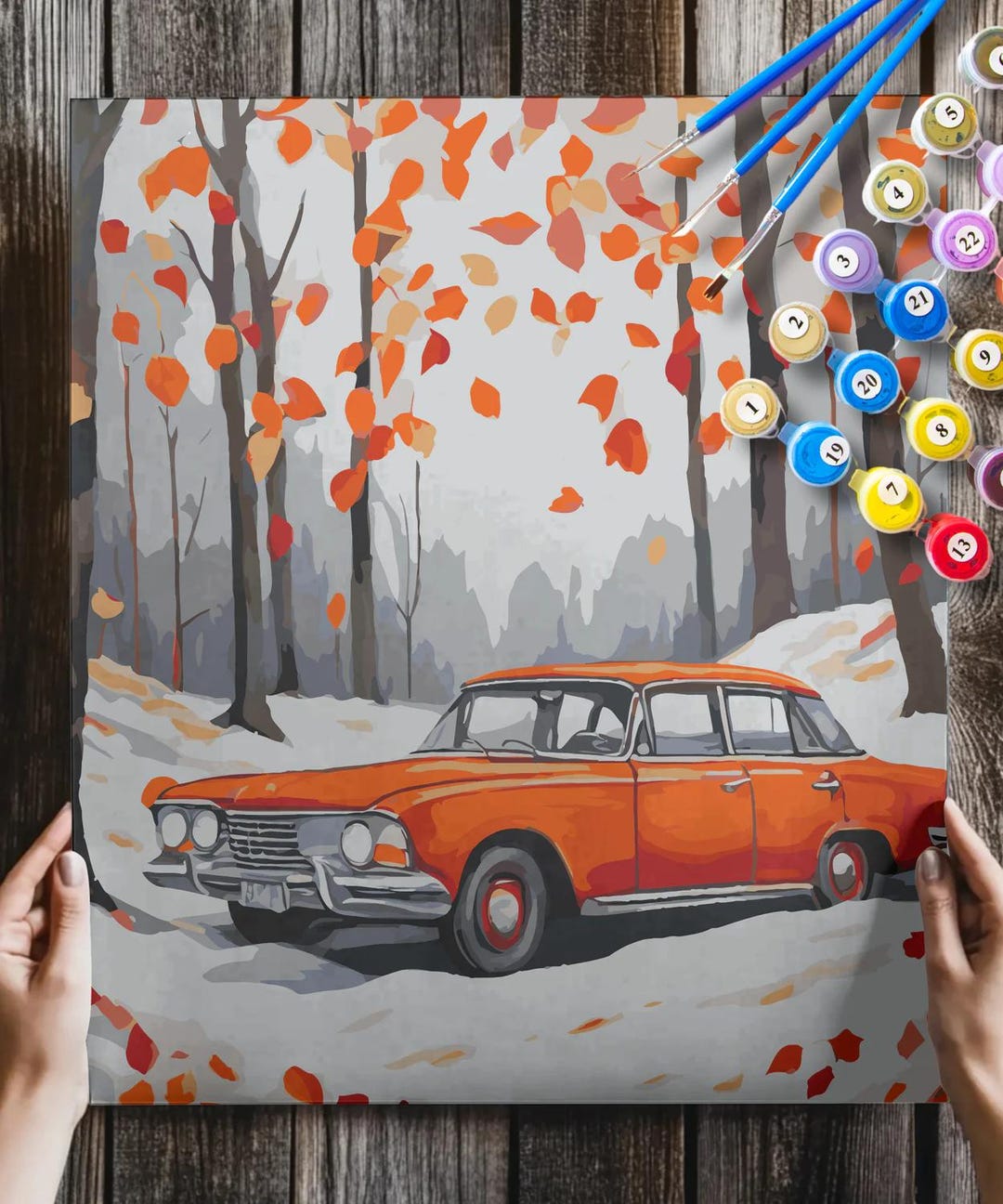 Fall Retro Car PAINT by NUMBERS Kit Adults Minimalistic Chic DIY ...
