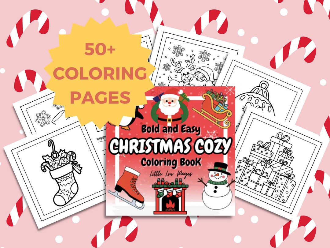 Christmas Coloring Book Set of 50 Bold and Simple Digital Coloring Book ...