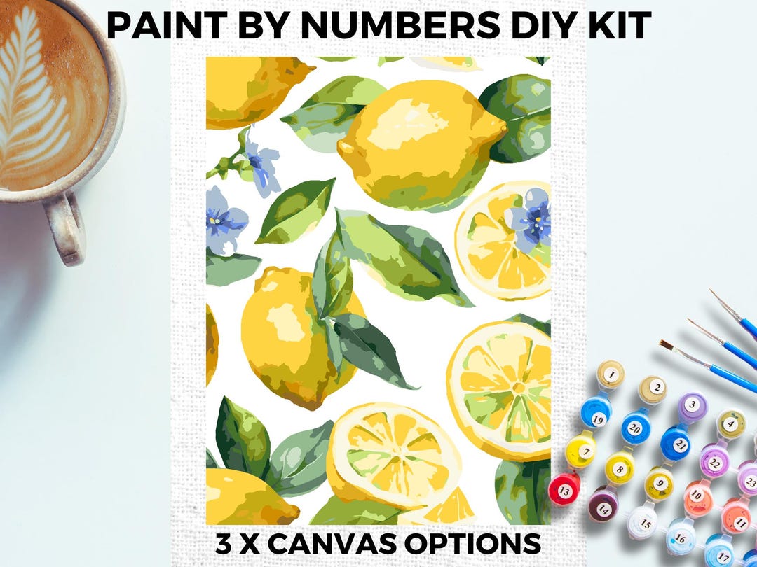 Lemons PAINT by NUMBERS Kit Adults Minimalistic Chic DIY Painting Easy ...