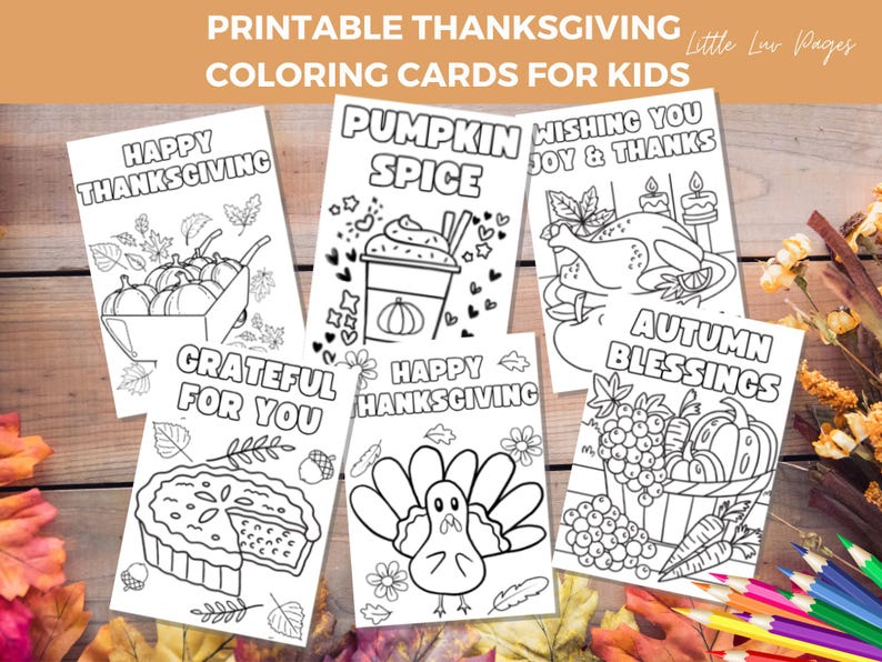Printable Thanksgiving Cards Set of 6 Bold and Simple Printable ...