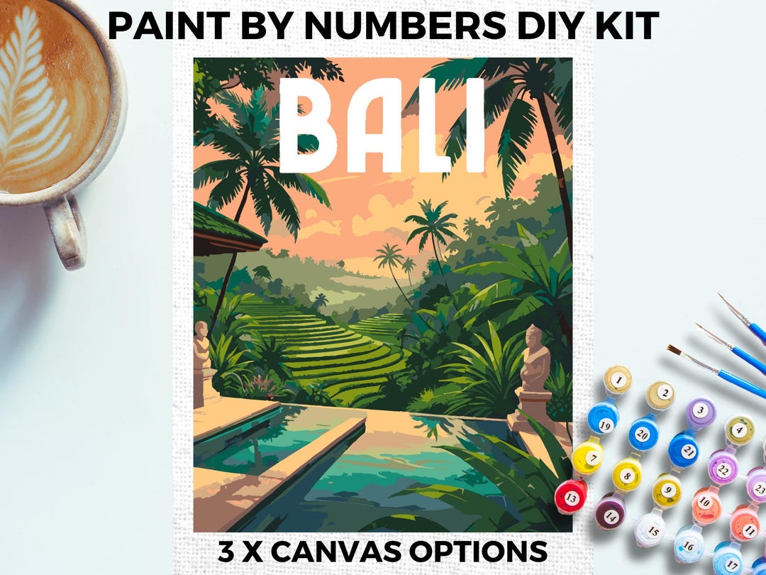 Bali PAINT by NUMBERS Kit Adults Minimalistic Chic DIY Painting Easy ...