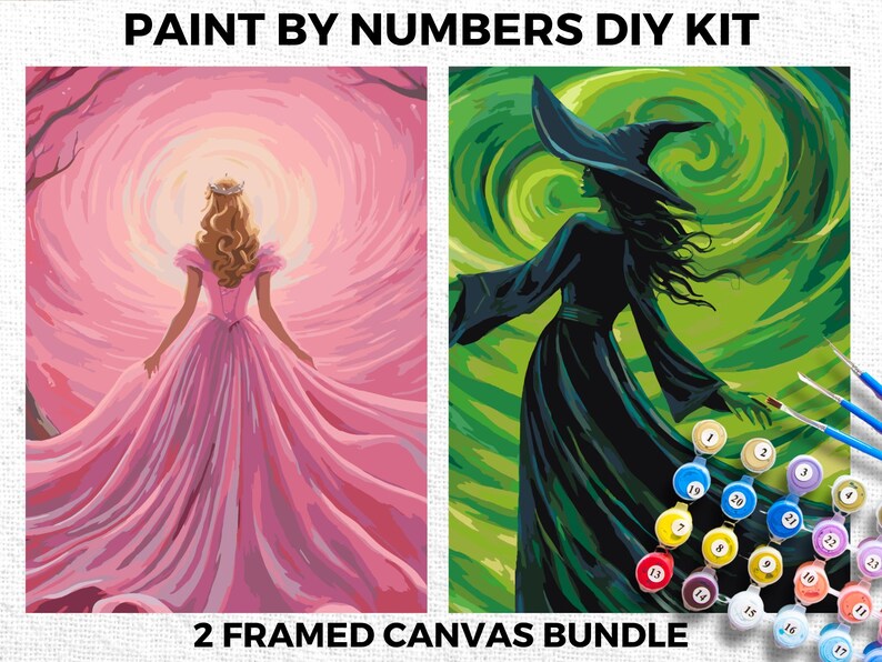 Enchanted Witches 2x Paint by Numbers Kit for Adults Whimsical Pink ...