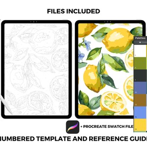 Lemons Digital Paint by Number Kit Adult for Procreate Color by Numbers ...