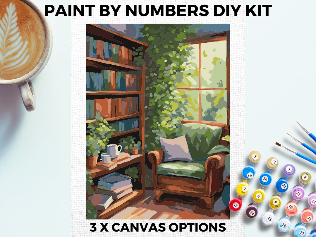 Reading Nook PAINT by NUMBERS Kit Adults Minimalistic Chic DIY Painting ...
