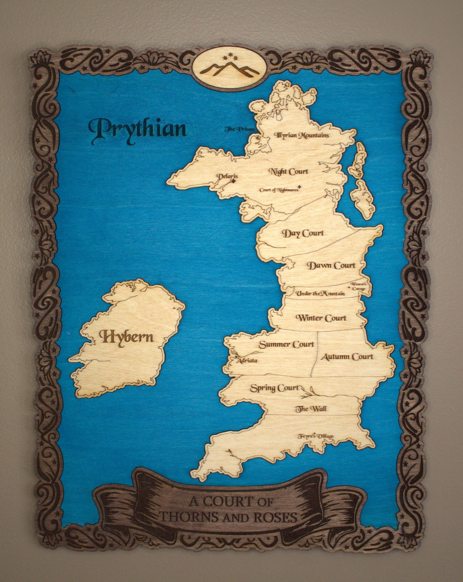 ACOTAR Lasercut Wooden Map of Prythian officially Licensed - Etsy