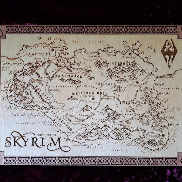 Wooden Map of Skyrim - Etsy