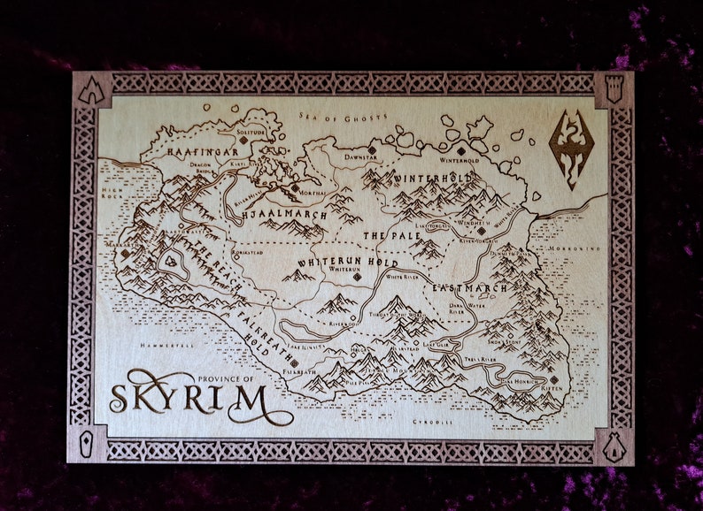 Map of Skyrim --laser-engraved Wood - Etsy