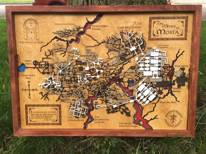 Topographical Lasercut Map Inspired by the Mines of Moria - Etsy