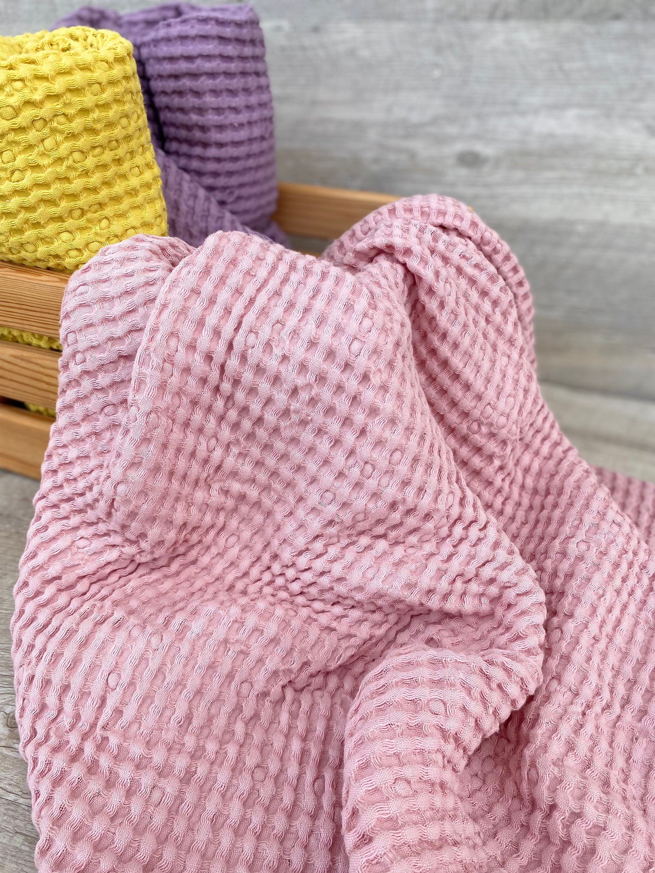 Cozy Linen Baby Blanket Plaid Pink - Etsy