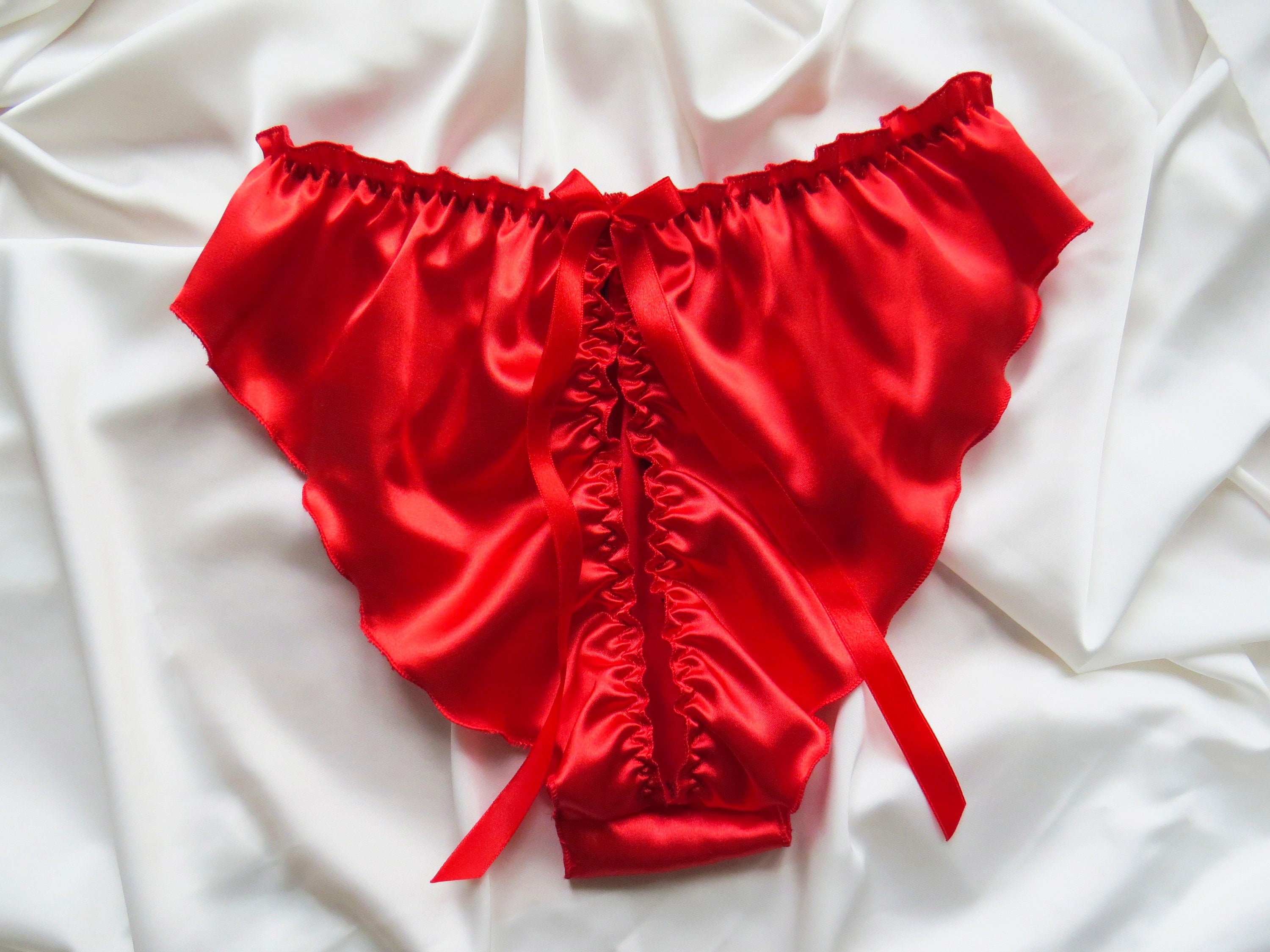 Crotchless Panties For Women Open Crotch Lingerie Red Satin Etsy Uk