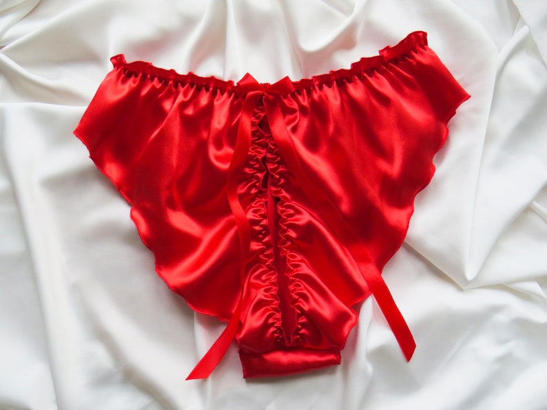 Crotchless Panties Uncensored Purple Satin Panties Open Back Etsy